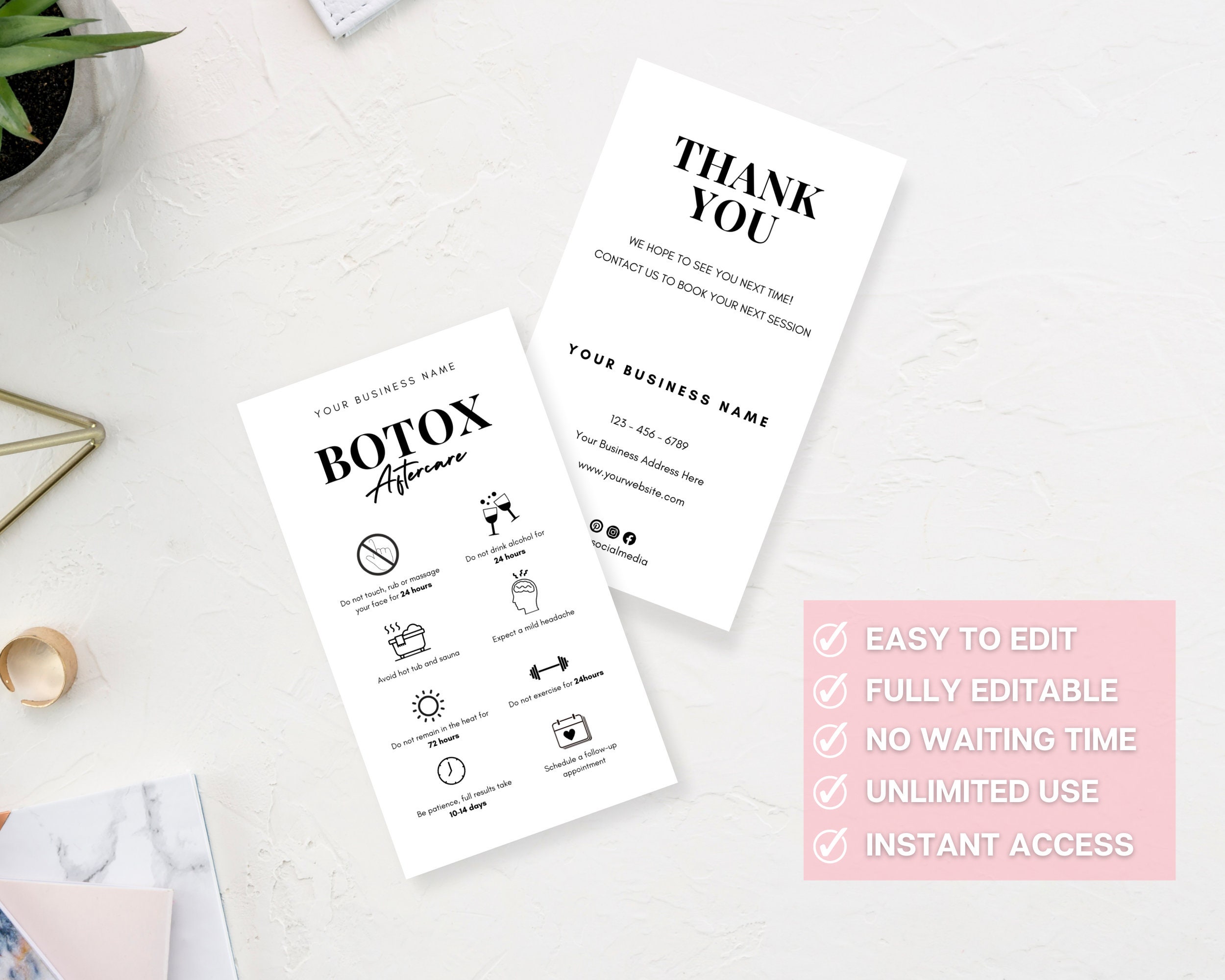 Botox Aftercare, Botox Aftercare Card, Botox Template, Botox Care Card ...