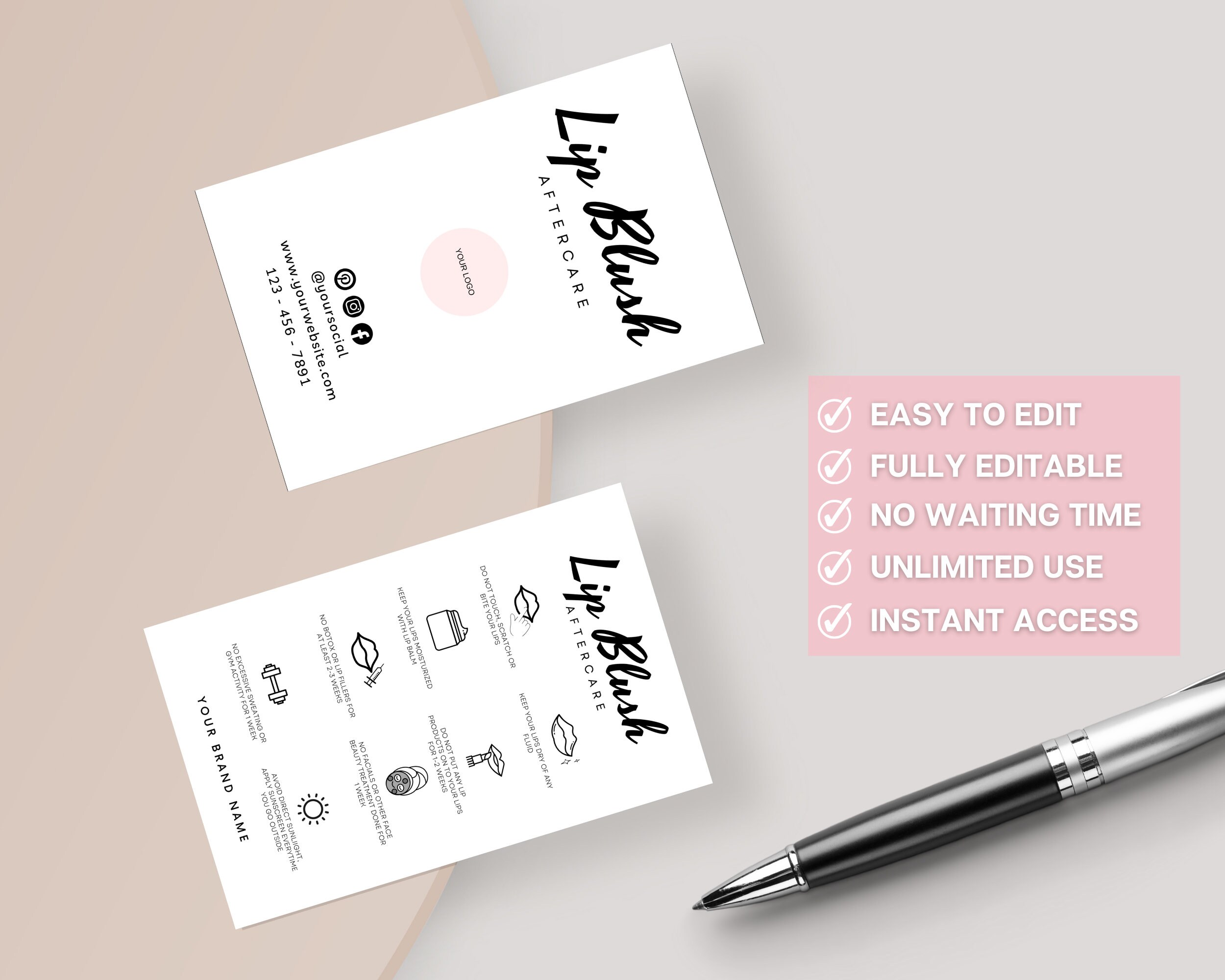 Lip Blush Aftercare, PMU Aftercare, Lip Blush Aftercare Cards ...