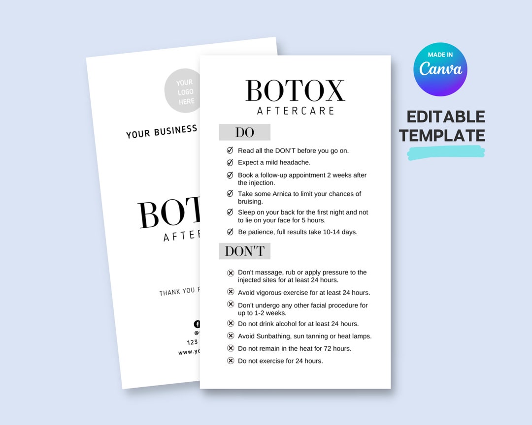 Botox Template, Botox Consent, Botox Aftercare, Botox, Botox Card ...
