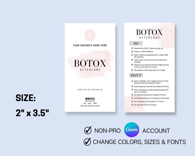 Botox Template,botox Consent,botox Aftercare,botox,botox Card,botox ...