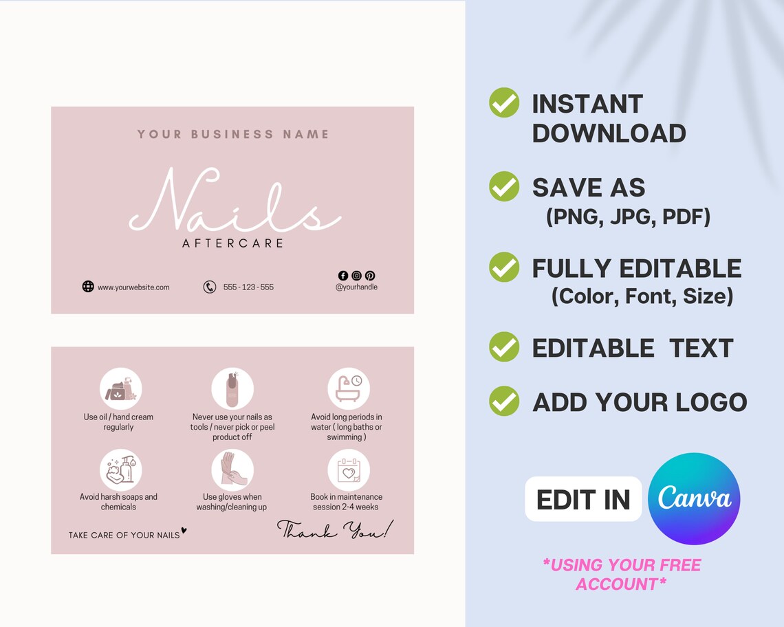 Nail Aftercarenail Aftercare Signnail Aftercare Advicenail - Etsy