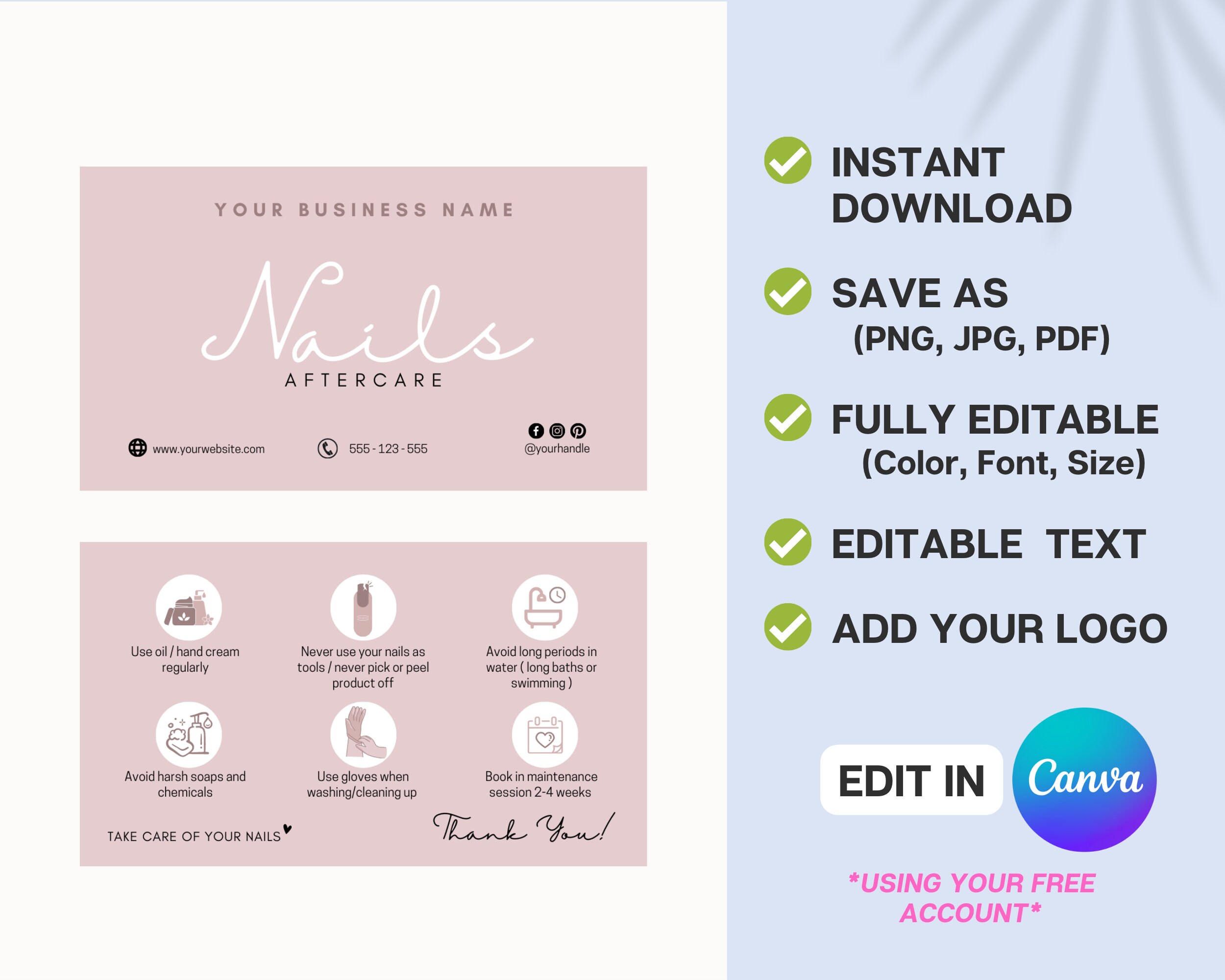 Nail Aftercarenail Aftercare Signnail Aftercare Advicenail - Etsy