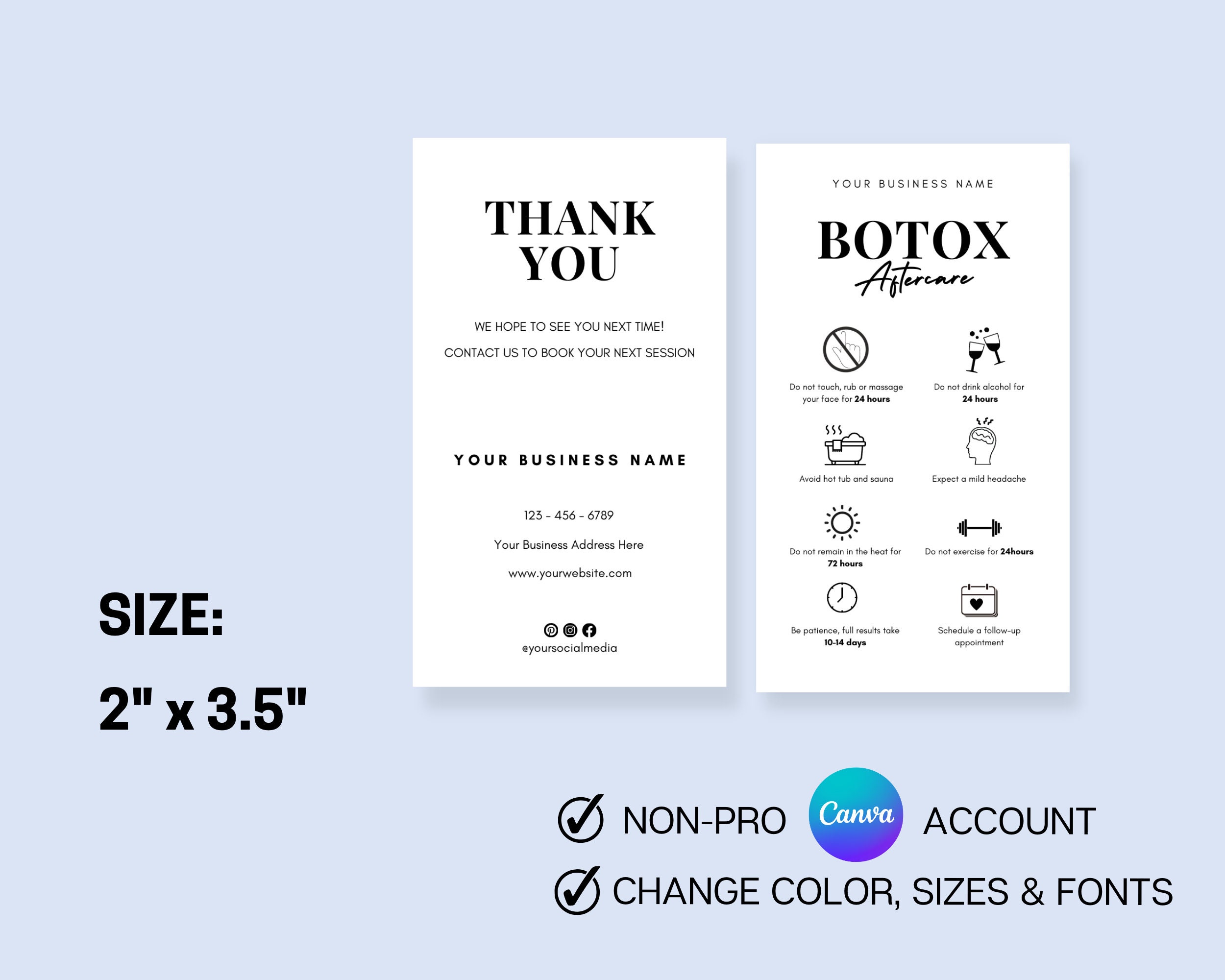 Botox Aftercare, Botox Aftercare Card, Botox Template, Botox Care Card ...