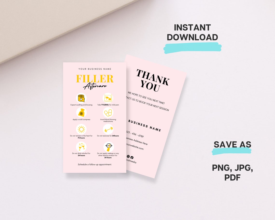 Filler Templates Editablefiller Aftercarefiller Cardfiller - Etsy