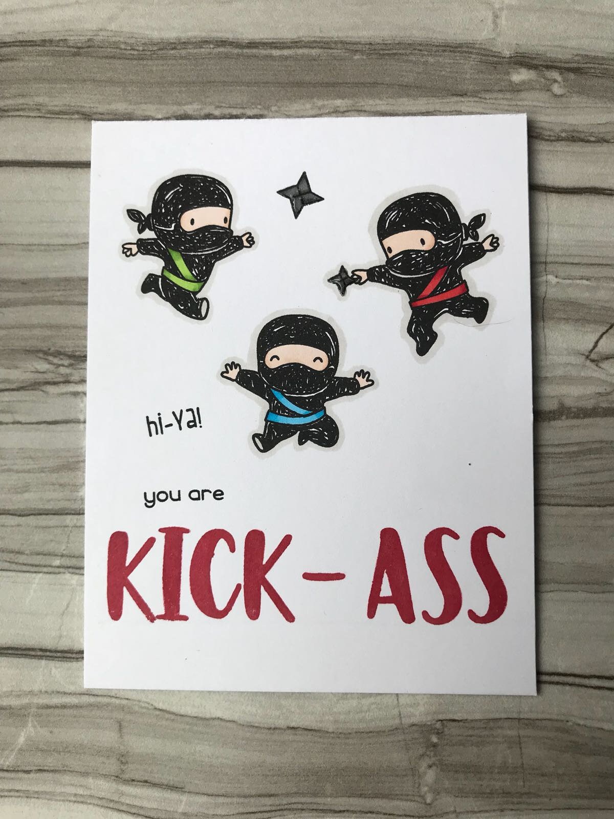 Kick Ass Card Superstar Ninja Blank Card Inside Card for | Etsy