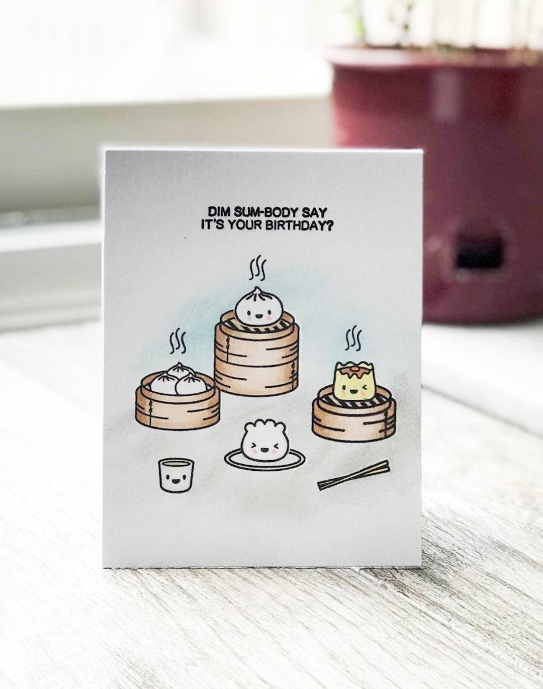 Dim Sum Birthday Card, Play on Pun, Chinese Food, Greeting Card ...