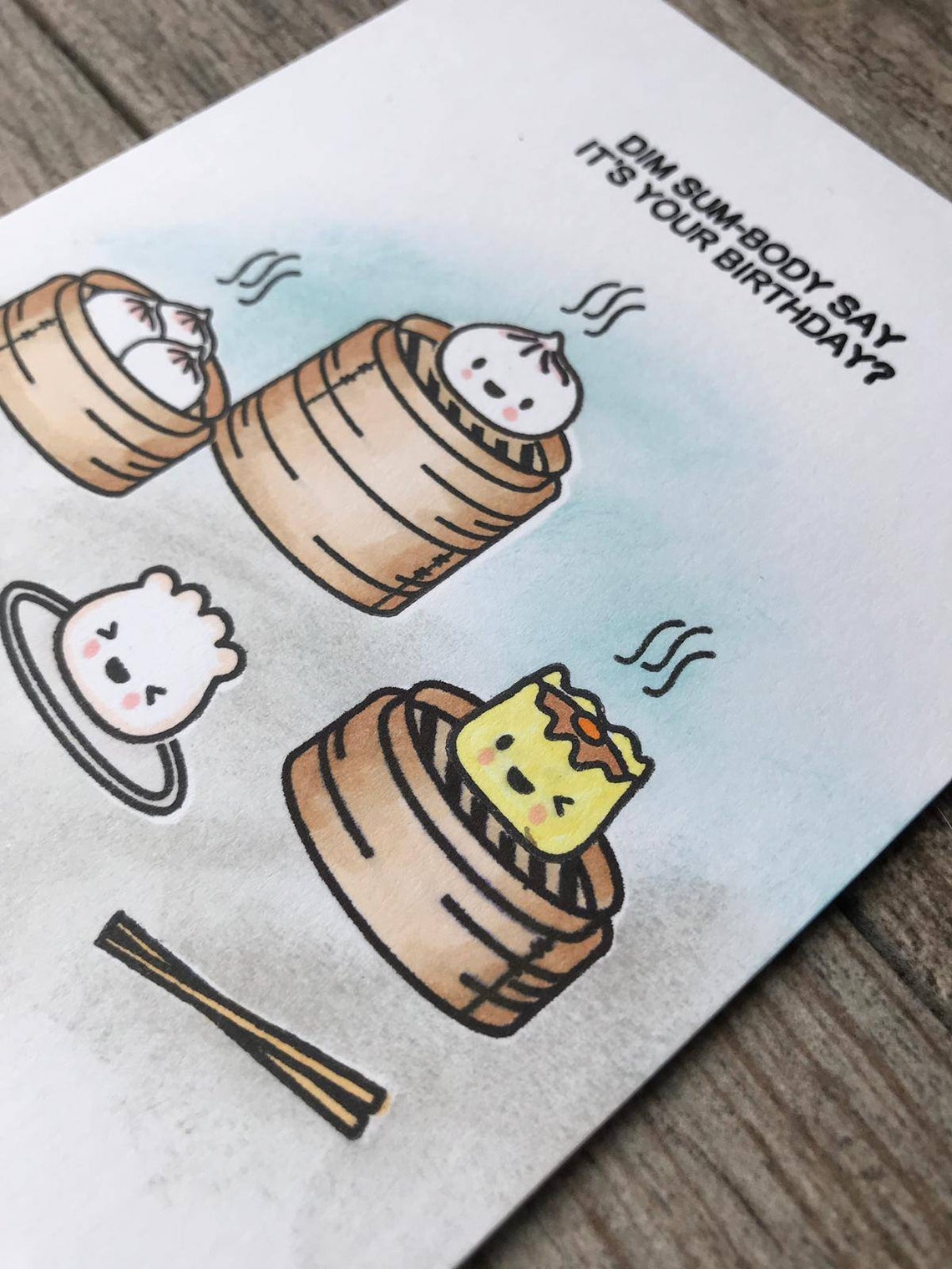 Dim Sum Birthday Card Play on Pun Chinese Food Greeting | Etsy