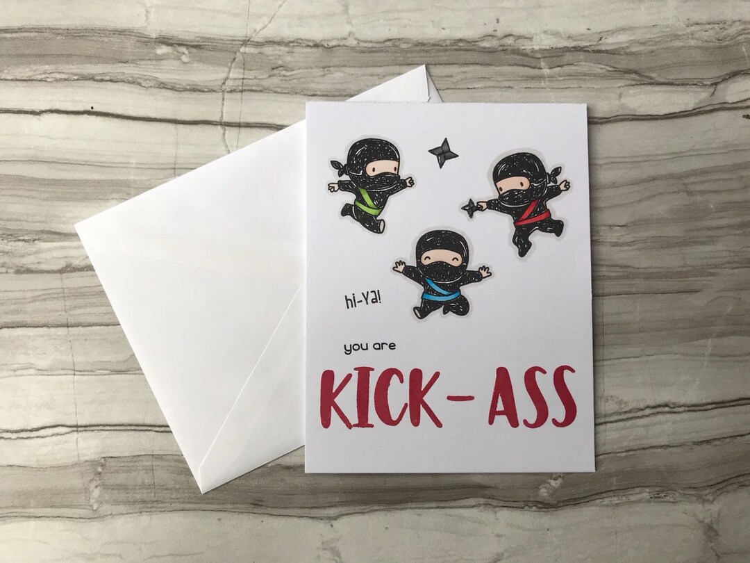 Kick Ass Card, Superstar, Ninja, Blank Card Inside, Card for Superstar ...