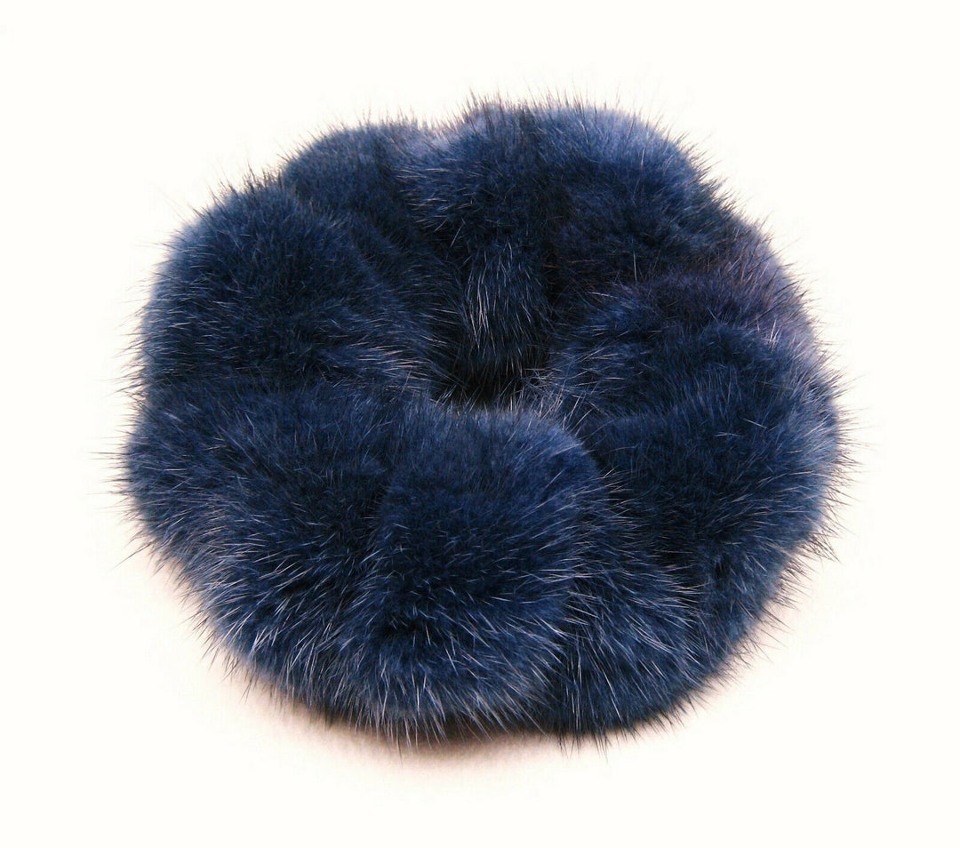 Purple real Mink Fur Scrunchie Hair Tie Scrunchie Ponytail Holder ...