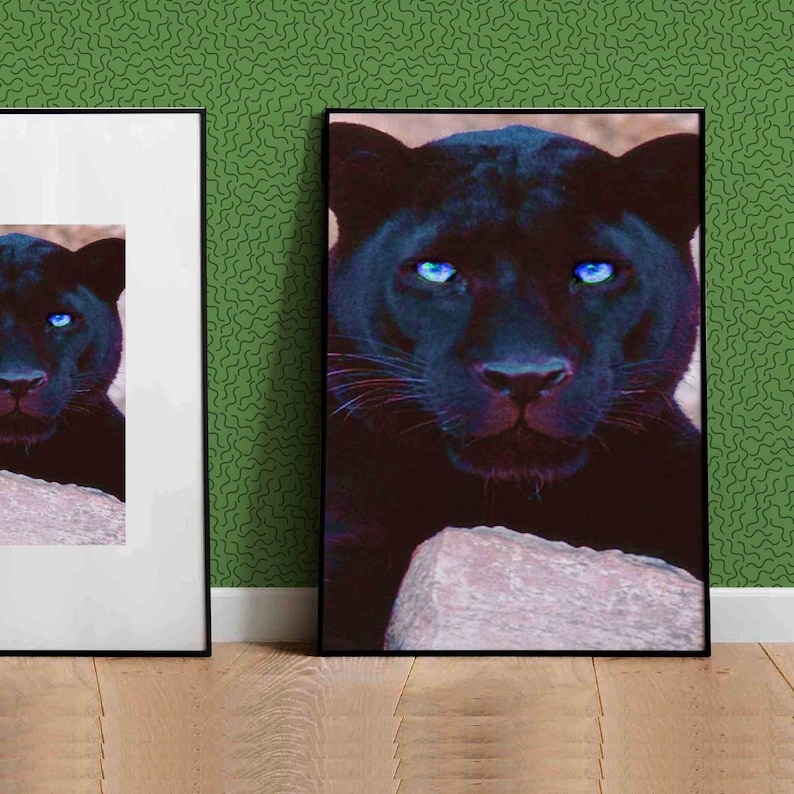 Pantera azul acuarela para imprimir y enmarcar la impresión - Etsy México