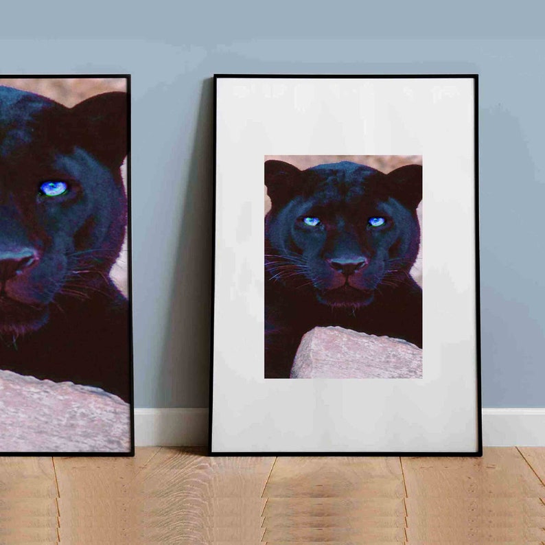 Pantera azul acuarela para imprimir y enmarcar la impresión - Etsy México