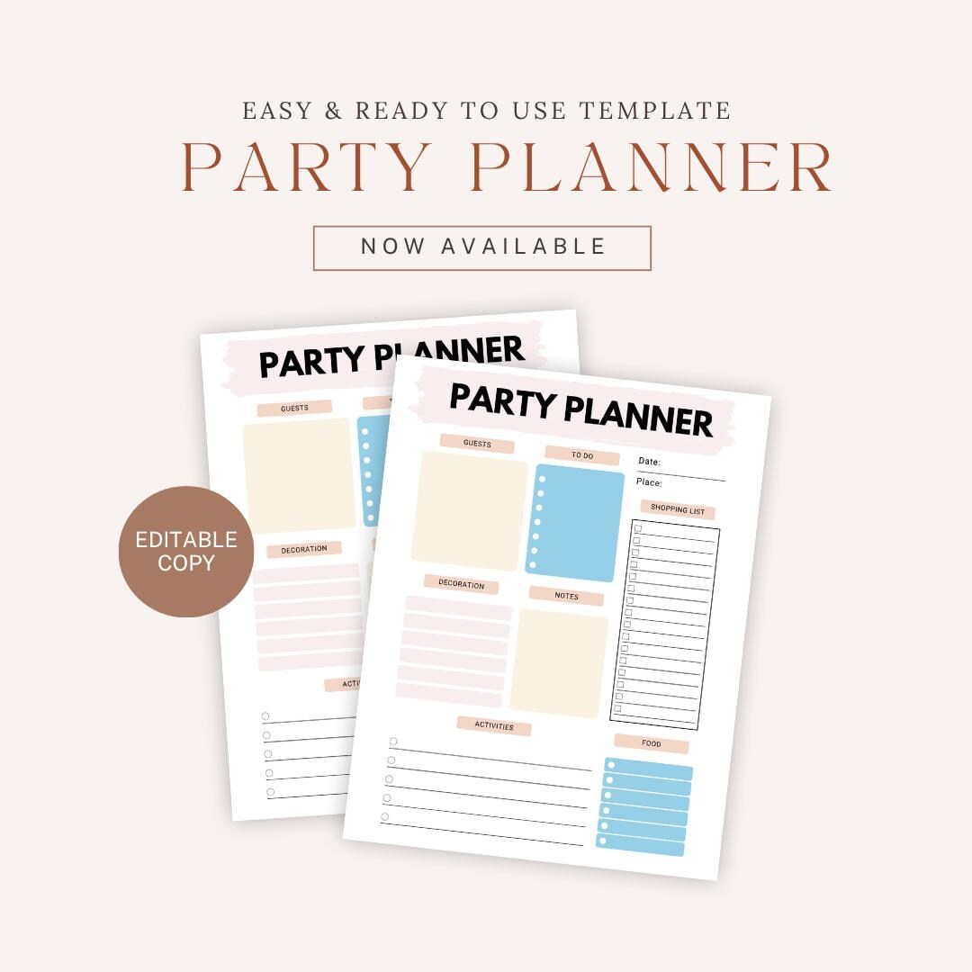 Elegant Party Planner Sheet, Celebrations Template - Etsy UK