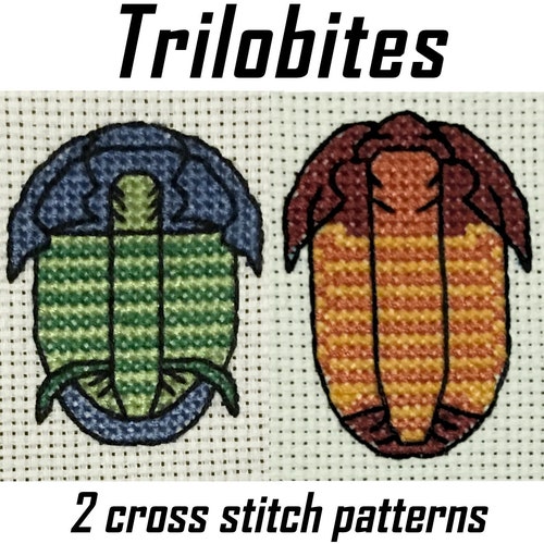 2 Trilobite Cross Stitch Pattern Digital Download Geology - Etsy