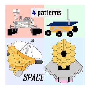 4 NASA Space Cross Stitch Patterns - Mars Rovers Curiosity & Sojourner ...