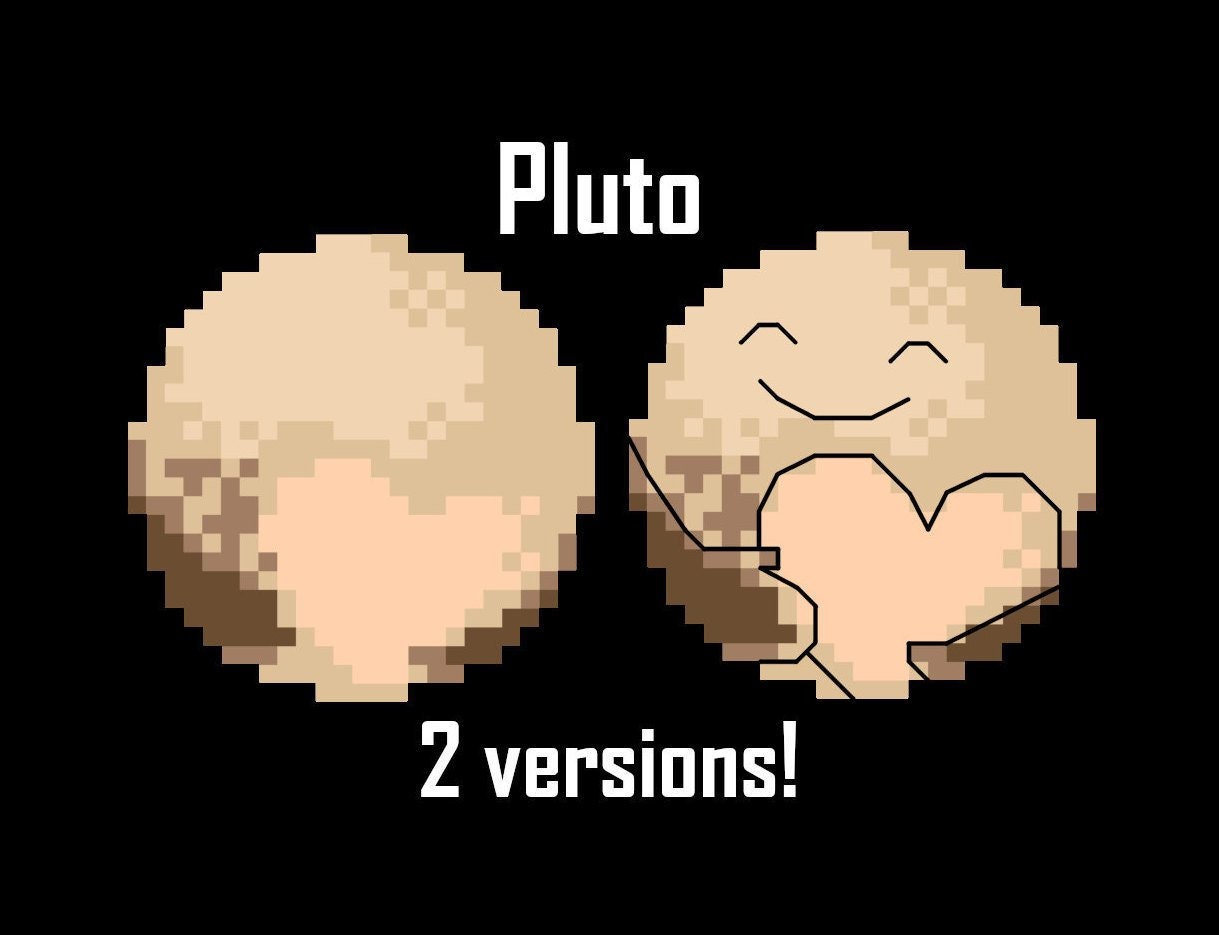 Pluto Cross Stitch Pattern - 2 Versions - Smiley Face, Heart - Space ...