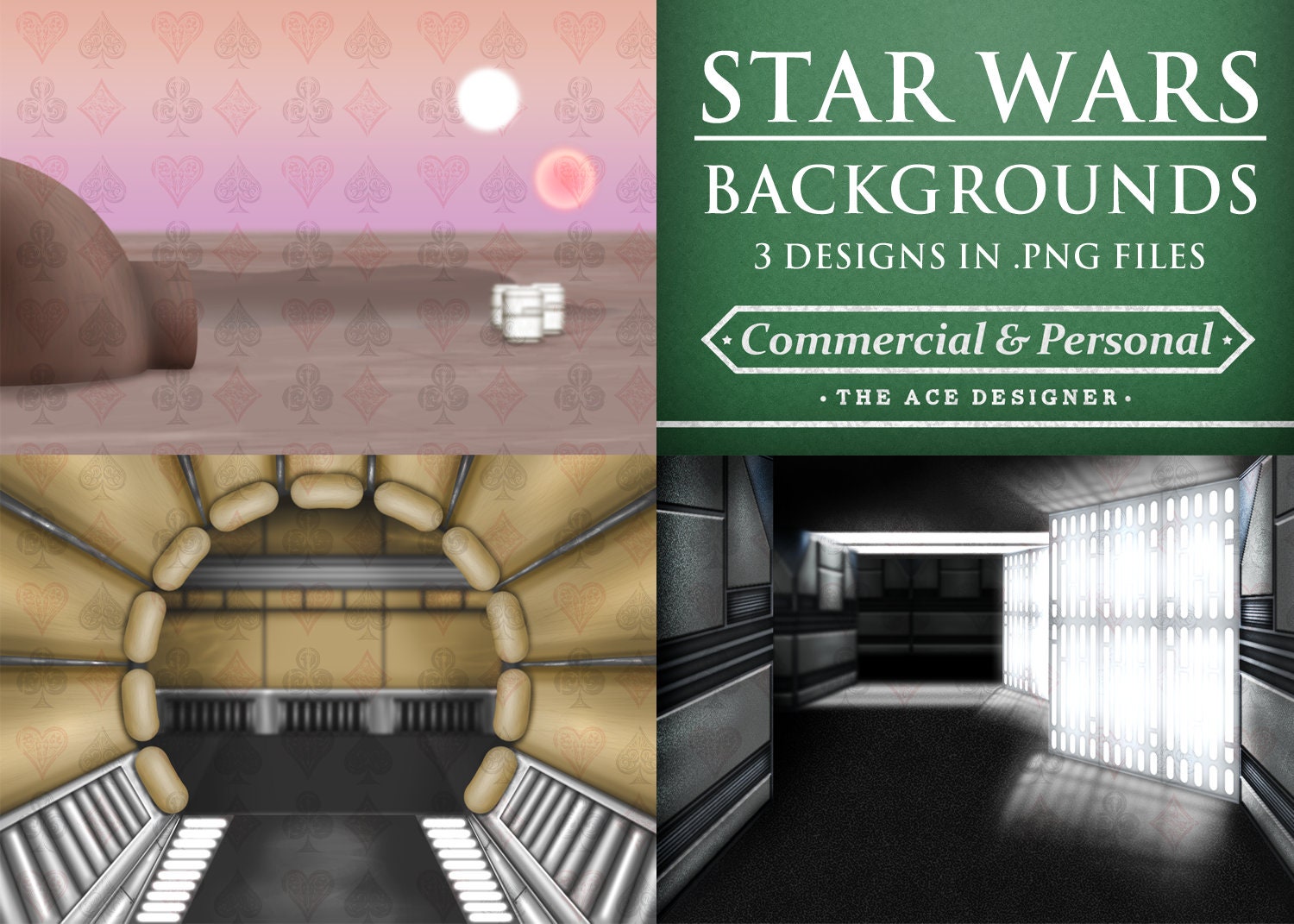 Star Wars Background Bundle / 3x Clipart Cartoon Sublimation Png ...