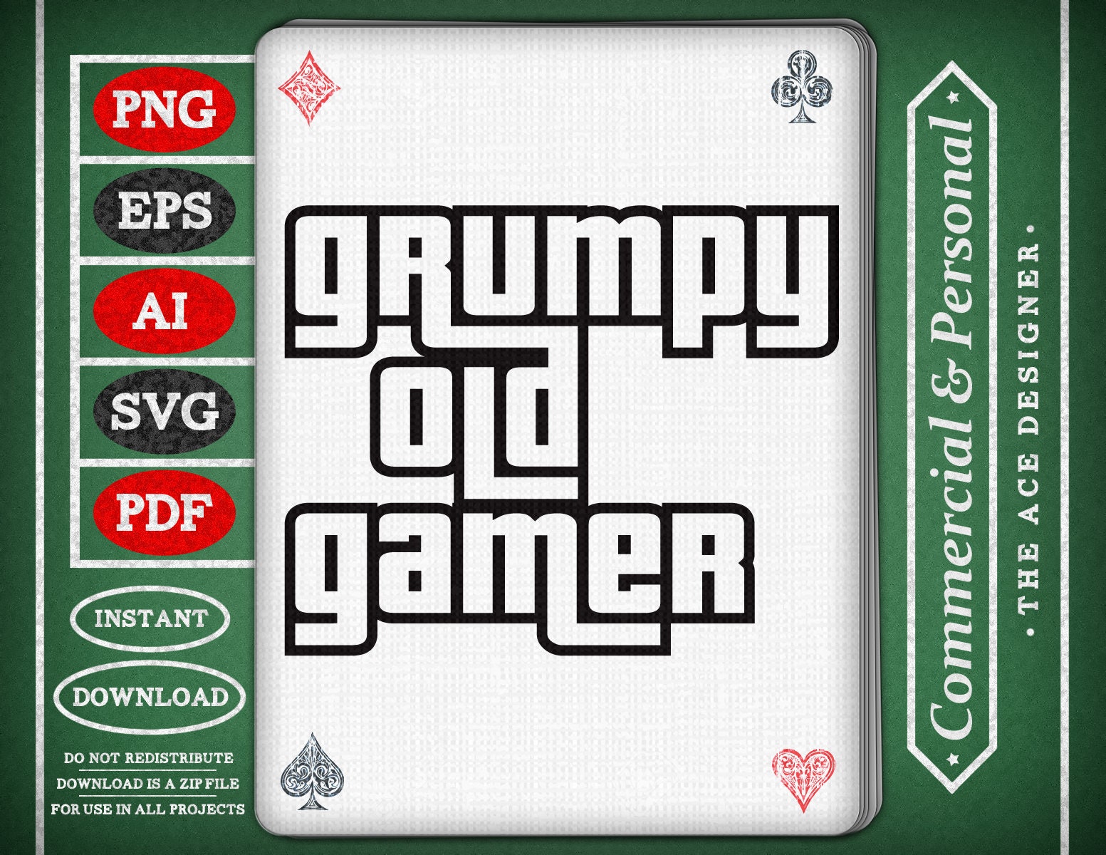 Grumpy Old Gamer / Funny Design / GTA Style / Png Eps Ai Svg Pdf Vinyl ...