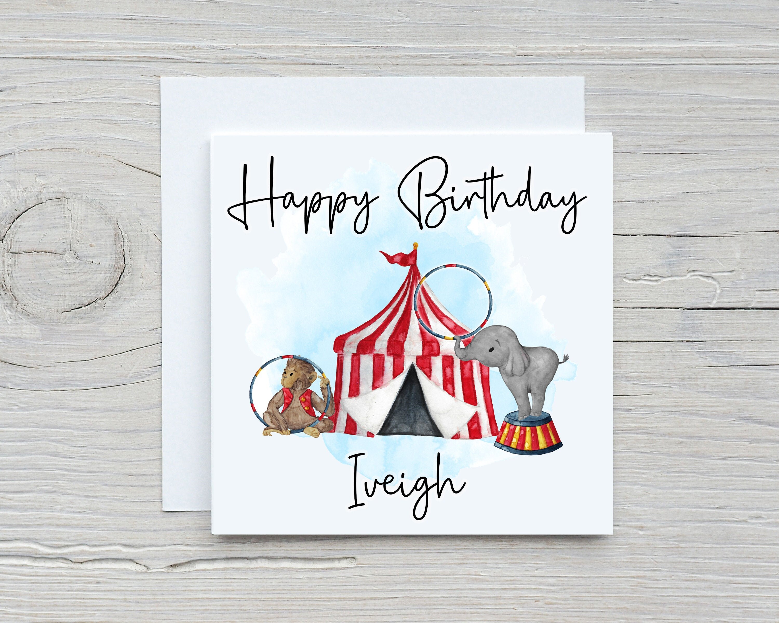 Personalised Circus Birthday Greetings Card - Etsy UK