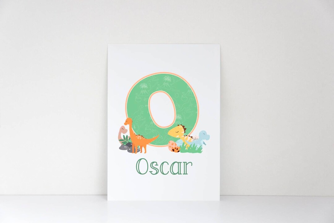 Personalised Dinosaur Initial Print Kids Bedroom Decor Child's Room ...