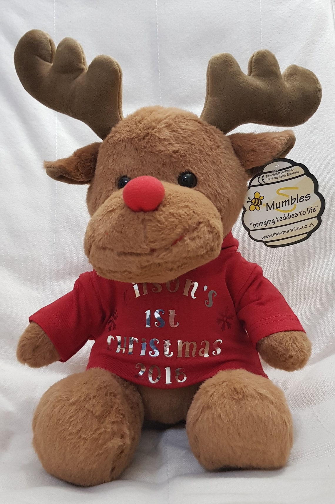 Personalised Reindeer teddy Bear Reindeer Rudolf My - Etsy