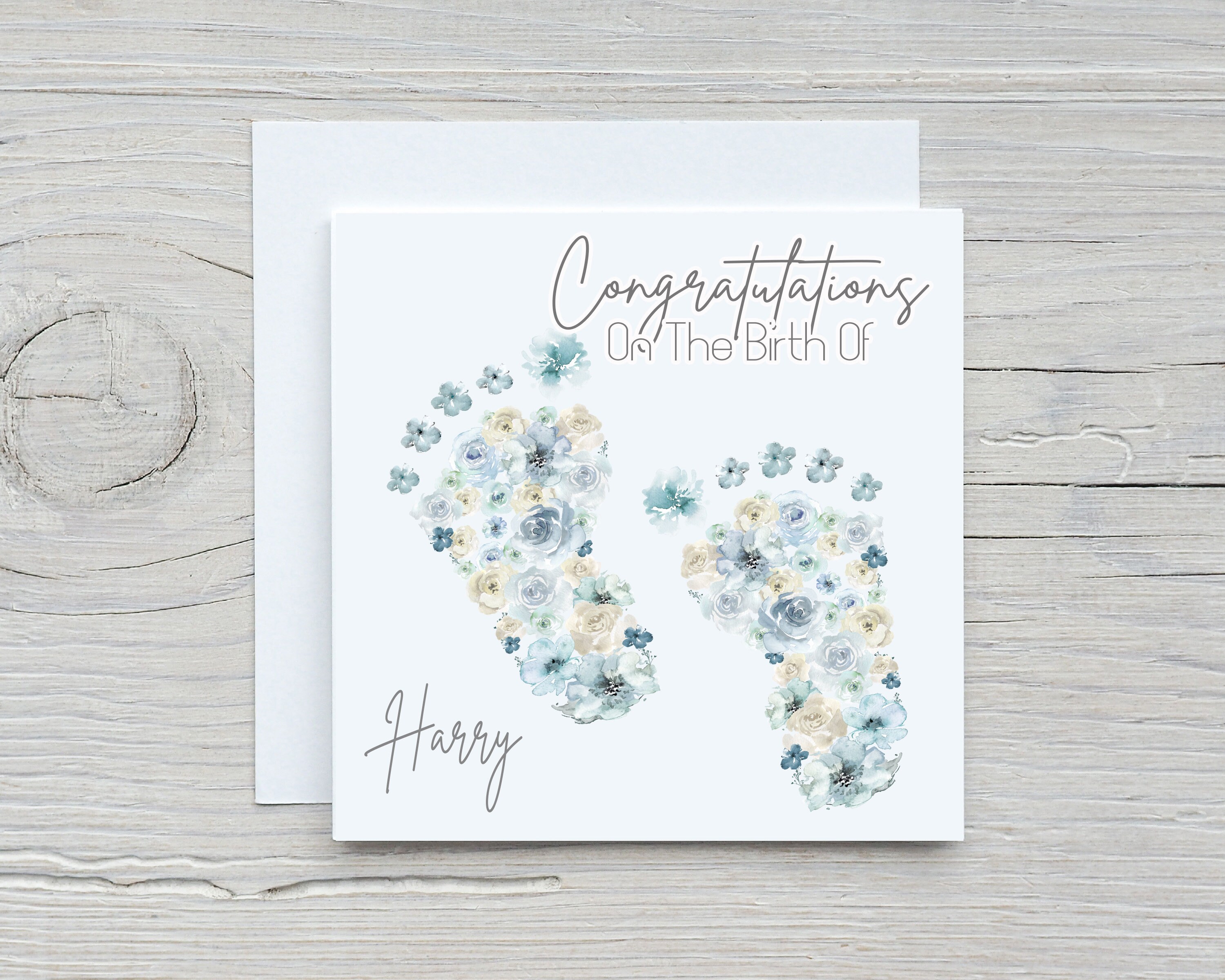 Personalised Congratulations New Baby Floral Footprint Card | Etsy