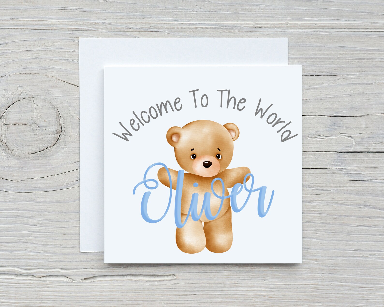 Personalised Congratulations Teddy Bear New Baby Keepsake Card - Etsy UK