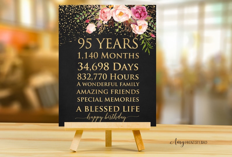 95th Birthday Invitation Floral Women Birthday Invitation - Etsy