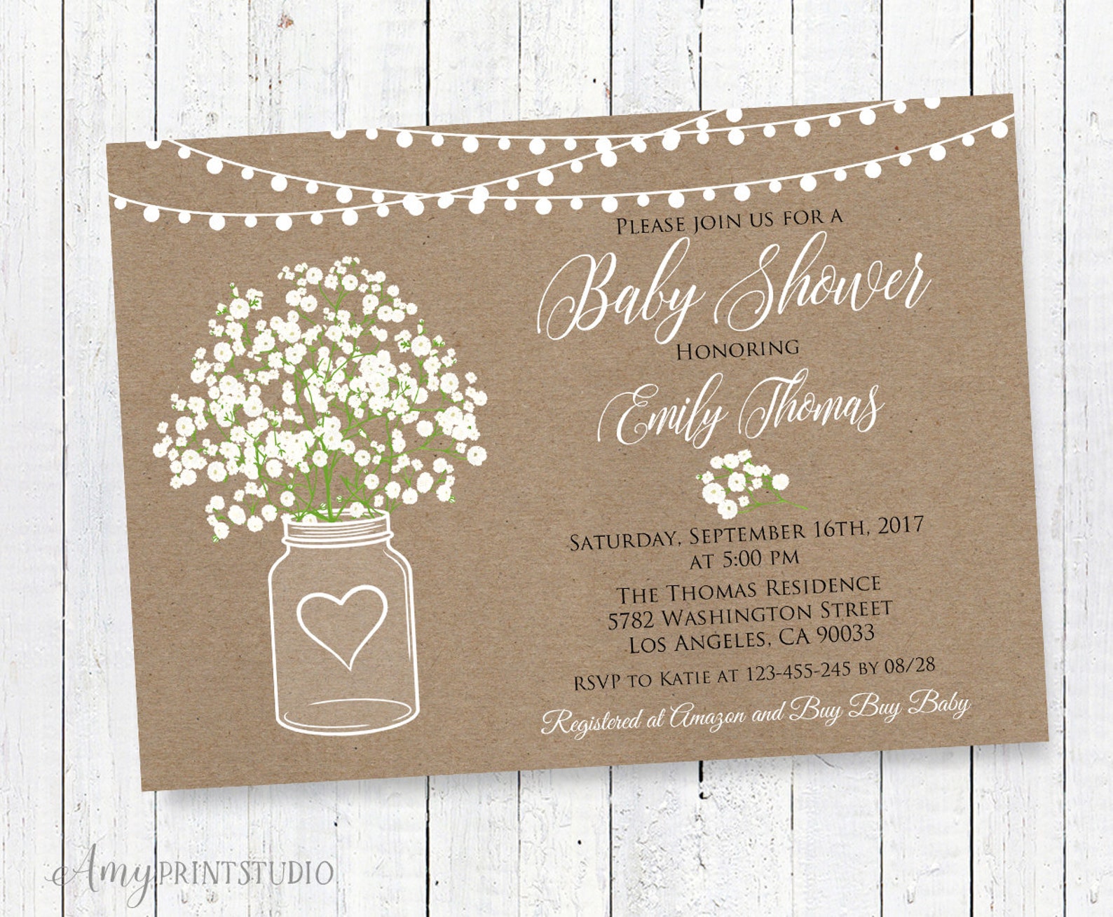 Baby Shower Invitation Rustic Baby Shower Invitations | Etsy