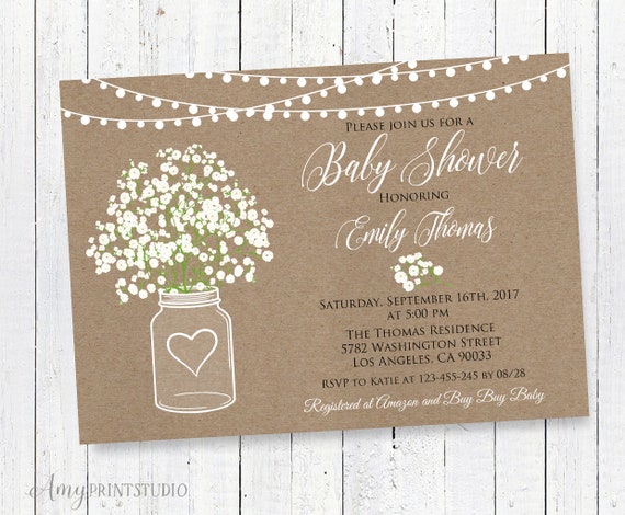 Baby Shower Invitation Rustic Baby Shower Invitations | Etsy
