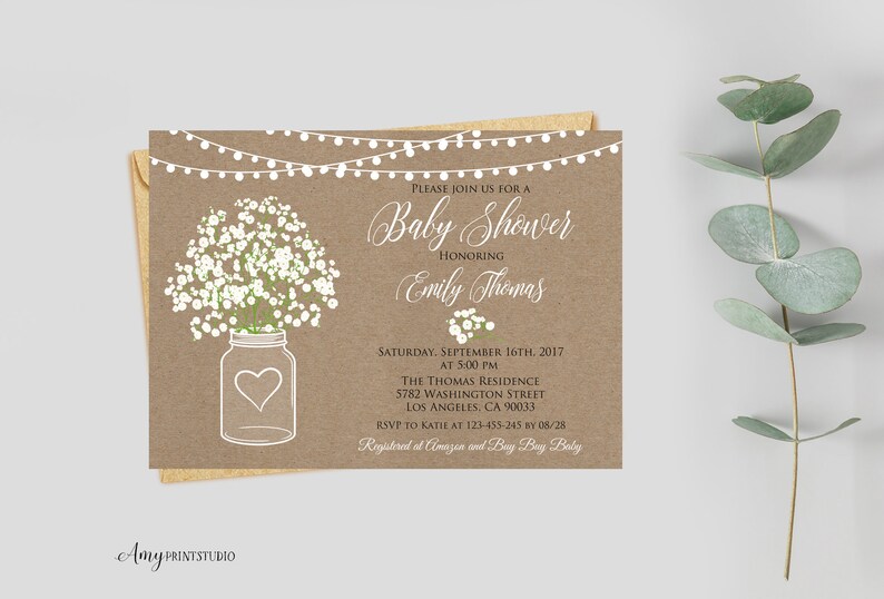 Baby Shower Invitation Rustic Baby Shower Invitations | Etsy
