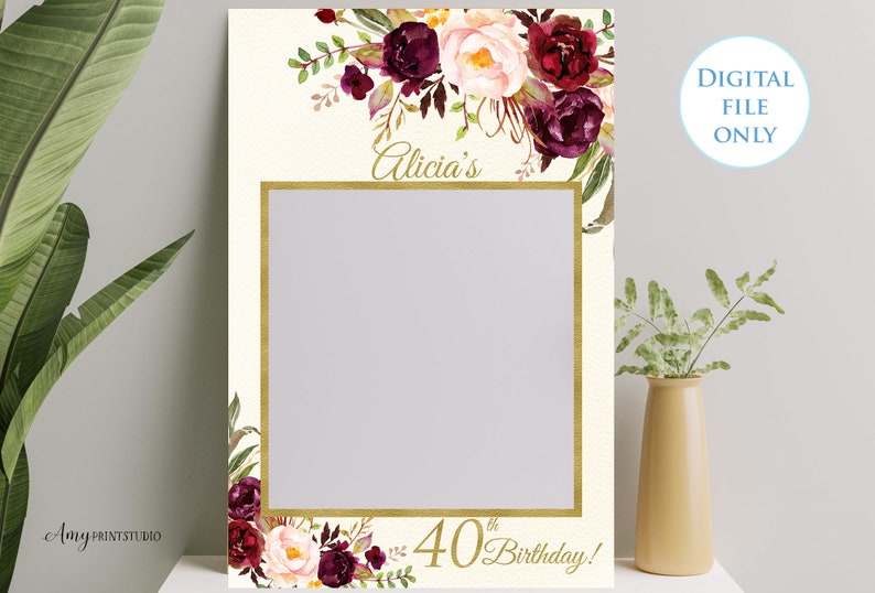 Birthday Photo Booth Frame Floral Ivory Birthday Photo Booth - Etsy