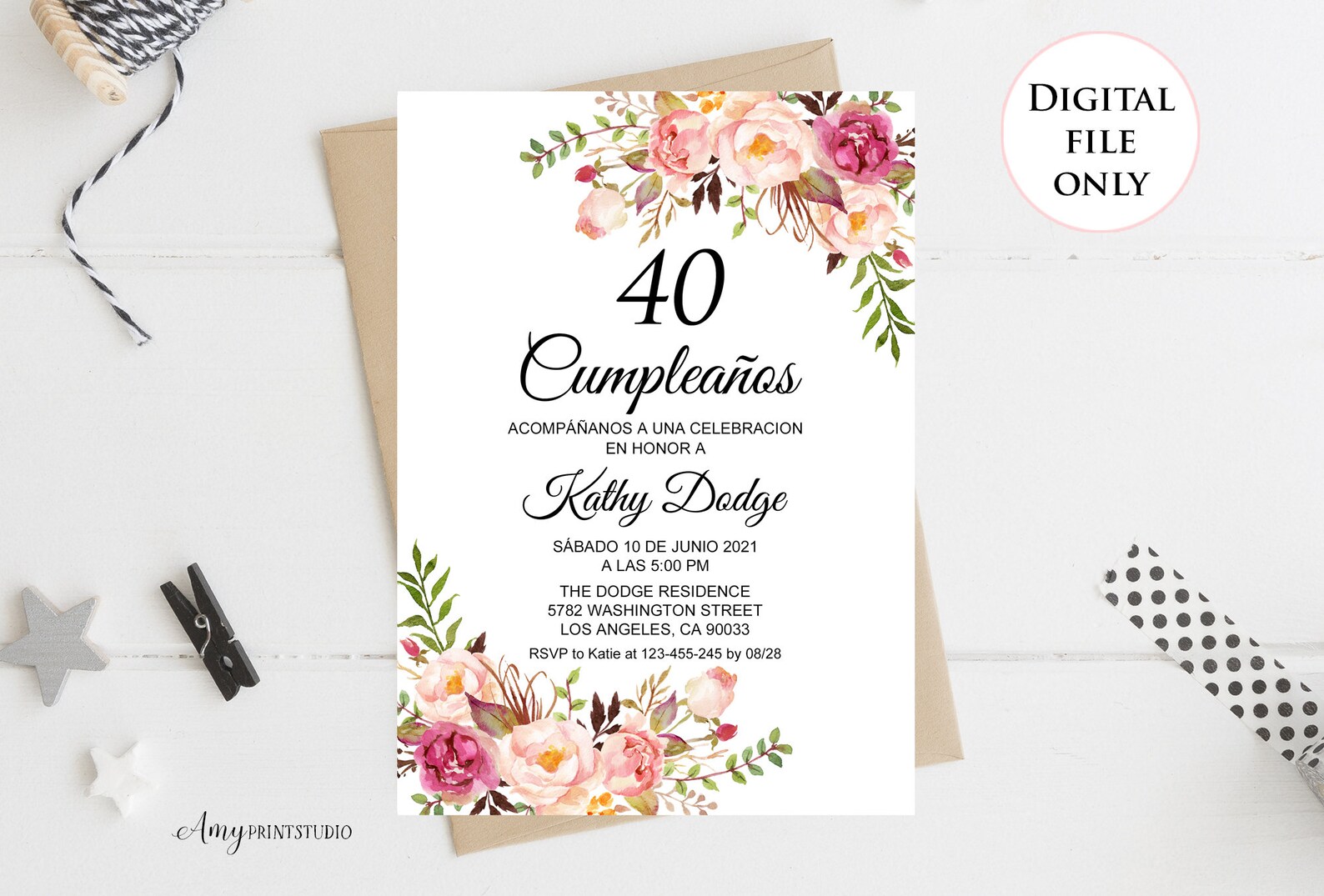 Spanish Birthday Invitation Women Birthday Invitation Any | Etsy