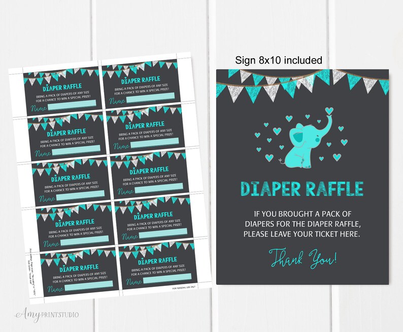 Diaper Raffle Teal Diaper Raffle Sign Chalkboard Baby Shower | Etsy