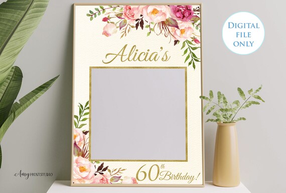 Birthday Photo Booth Frame Floral Ivory Birthday Photo Booth | Etsy