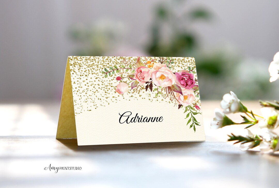 Birthday Place Cards, Floral /birthday, Printable Birthday Place Cards ...
