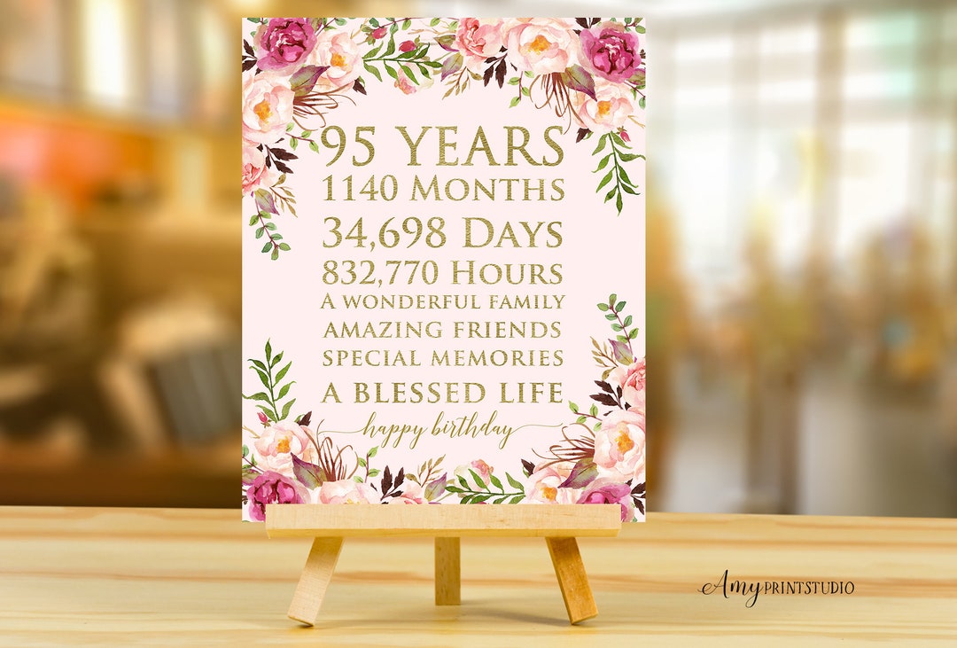 95th Birthday Party Decoration, Floral Blush Pink, Floral Women ...