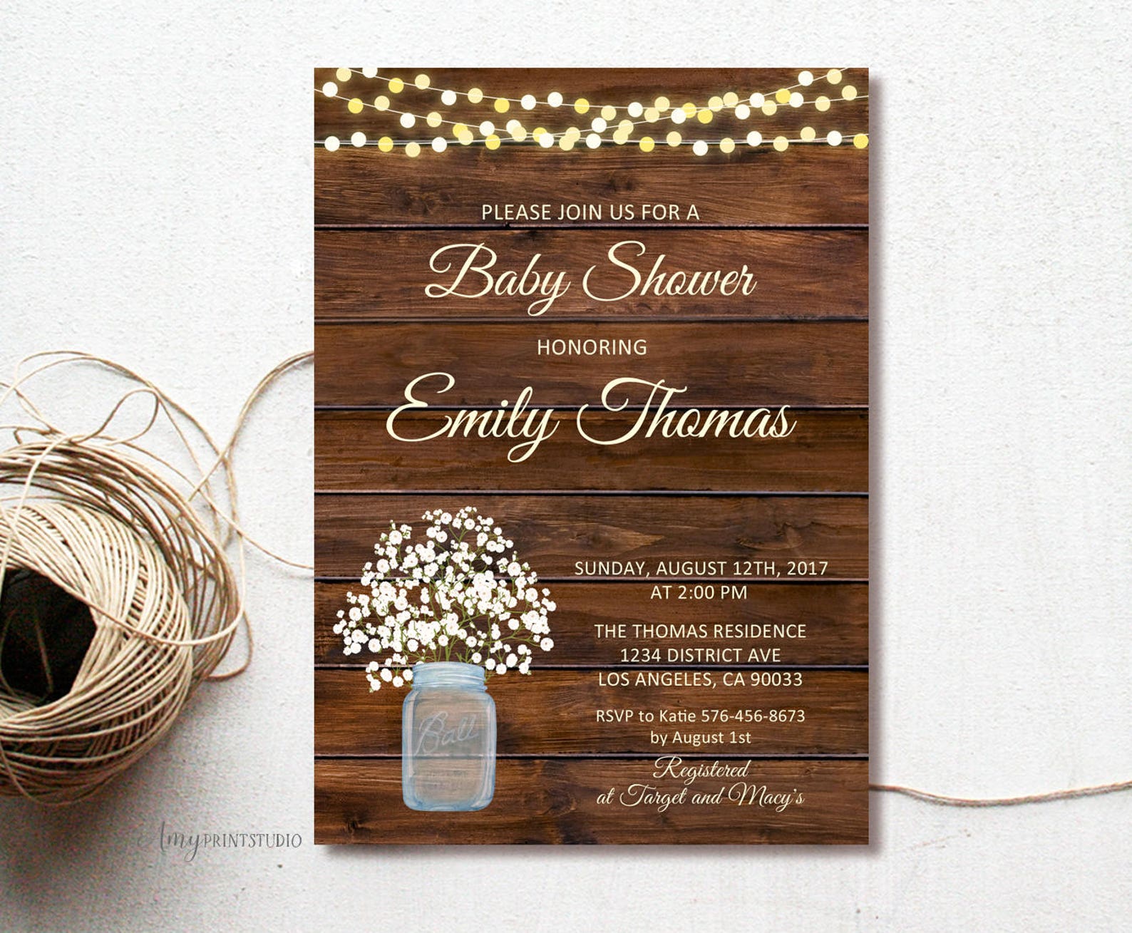 Rustic Baby Shower Invitation Wood Baby Shower Invite - Etsy