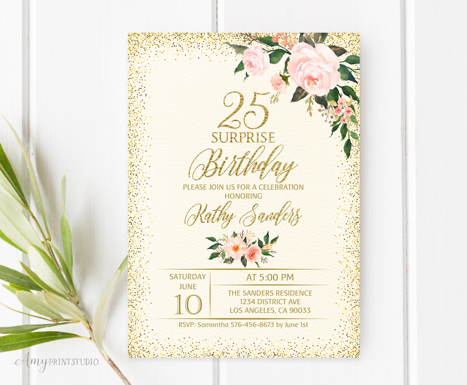 25th Birthday Invitation Floral Birthday Invitation Any Age | Etsy