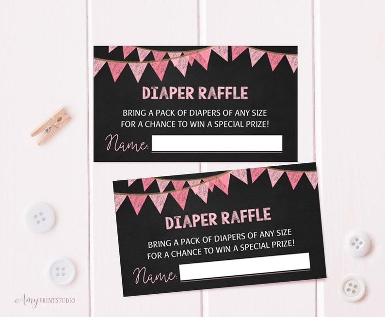 Diaper Raffle Tickets Diaper Raffle Sign Pink Baby Shower - Etsy