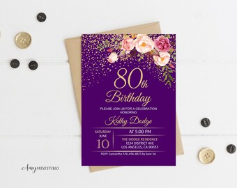 Personalized 80th Birthday Invitation - Etsy