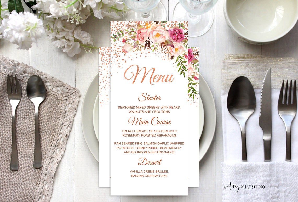 Menu Birthday, Floral Women Birthday Invitation, Birthday Invite, Rose ...