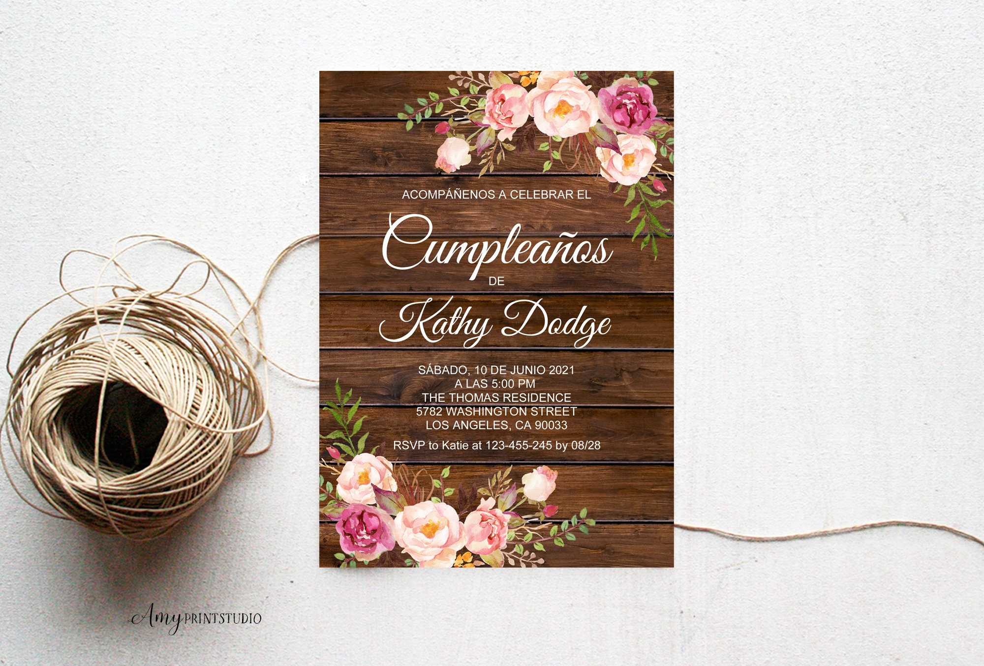 Spanish Birthday Invitation, Women Birthday Invitation, Any Age Women ...