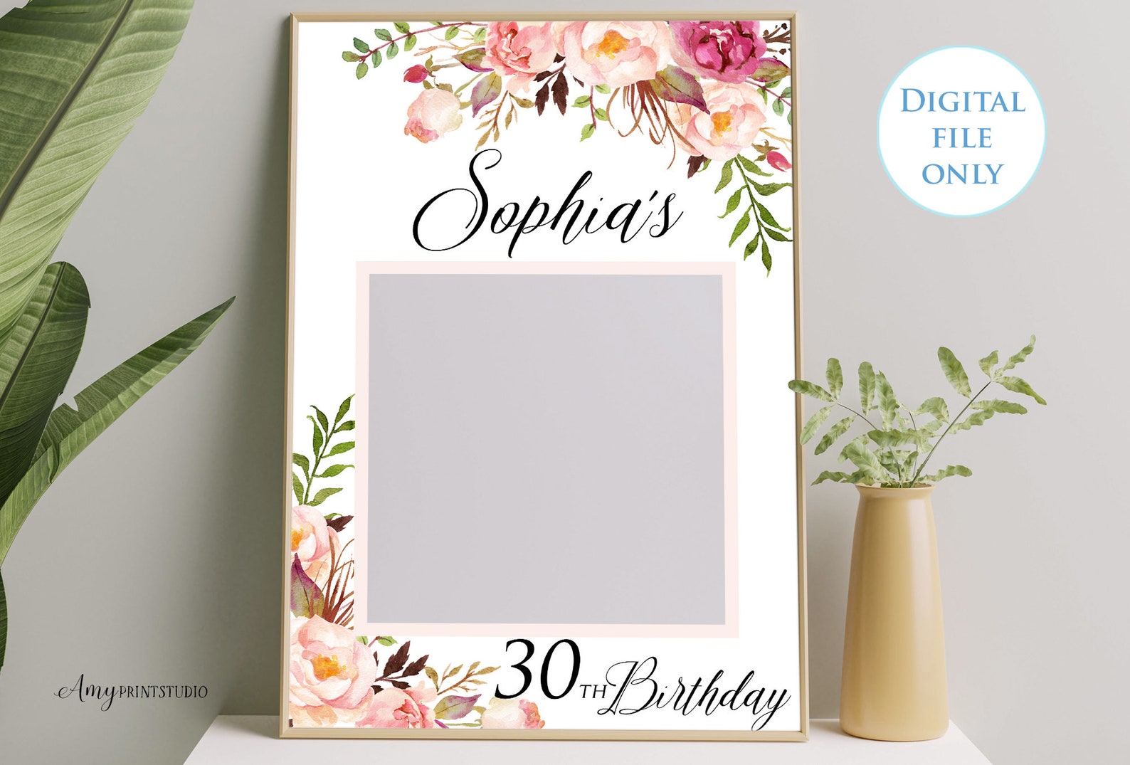 Birthday Photo Booth Frame Floral Birthday Photo Booth Frame - Etsy