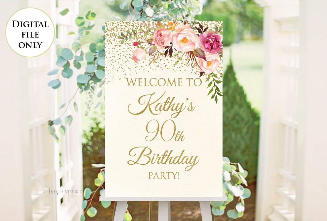Welcome Birthday Sign Welcome Sign Printable Ivory Birthday - Etsy