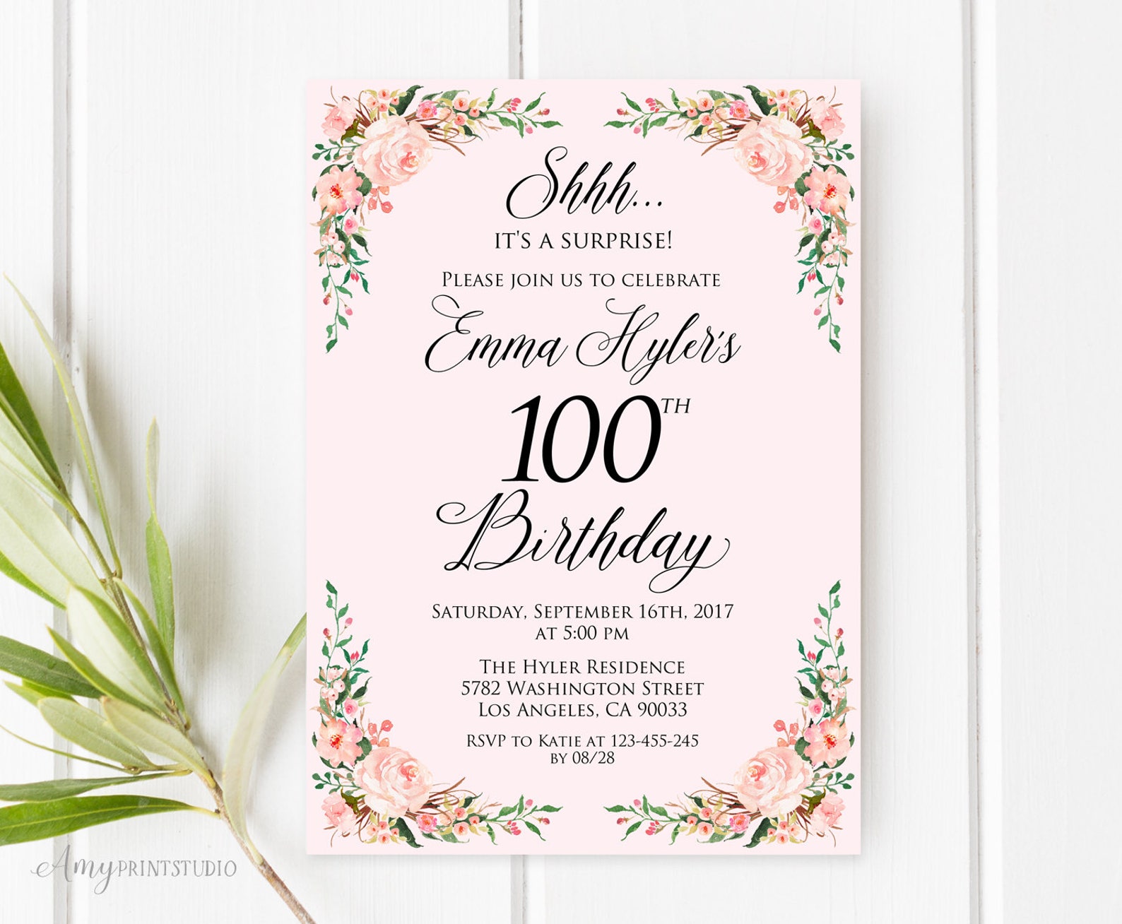 100th Birthday Invitation Templates