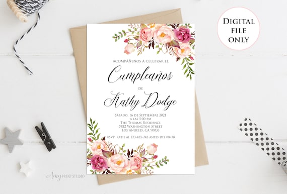 Spanish Birthday Invitation Cards