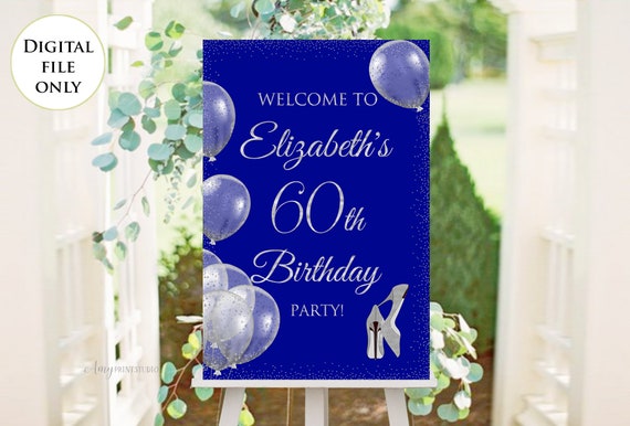 Welcome Birthday Sign Welcome sign Royal Blue and Silver | Etsy