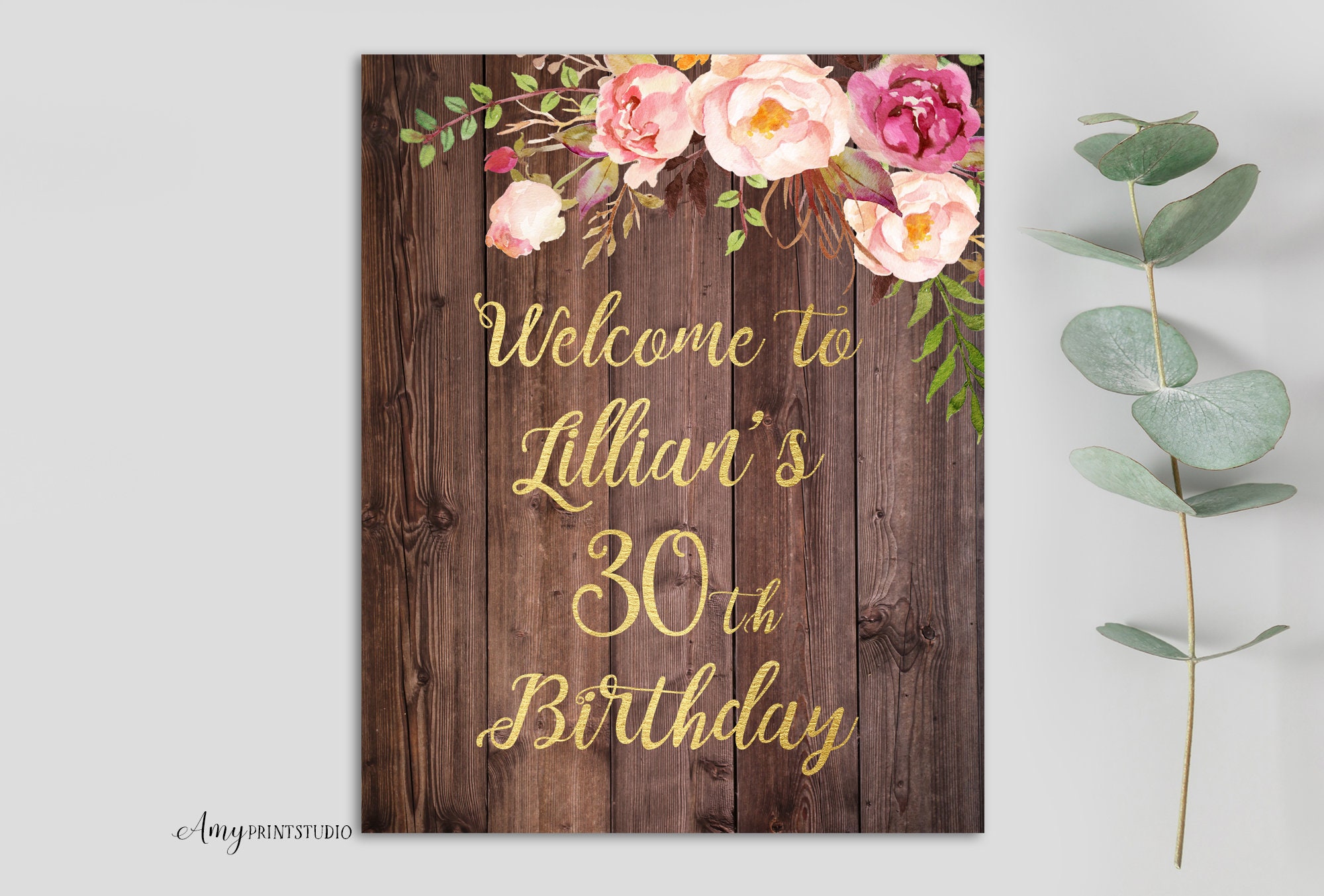 Welcome Birthday Sign Welcome Sign 8x10 Floral Wood Birthday | Etsy