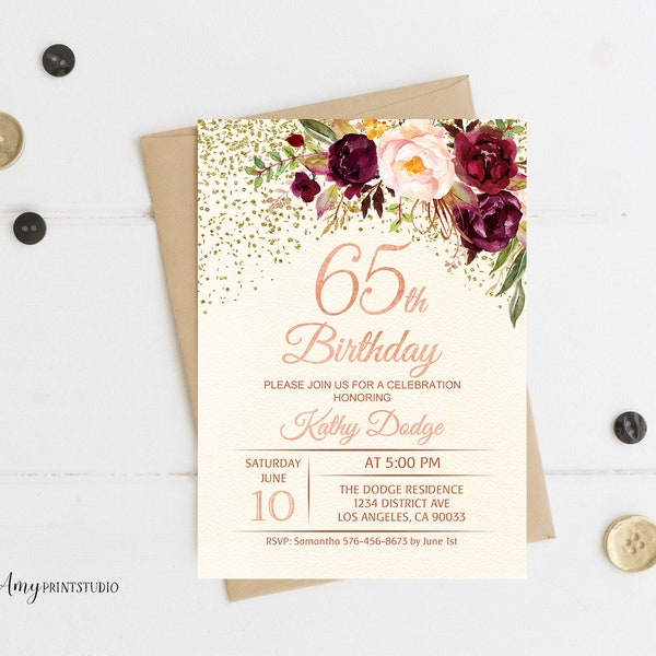 65th Birthday Invite for Men - Etsy