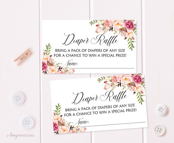Diaper Raffle Tickets Diaper Raffle Sign Floral Baby Shower - Etsy